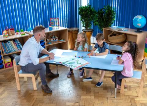Tuf Top Height Adjustable Rectangular Table-Sky blue – Classroom Direct