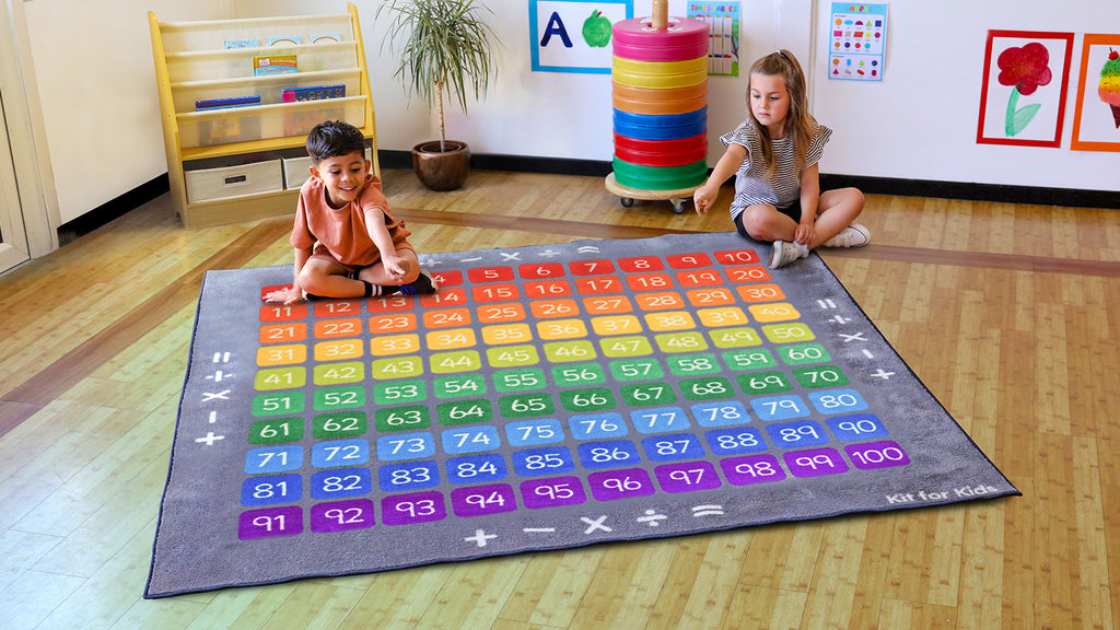 100 Square Counting Grid Carpet For Schools – Classroom Direct