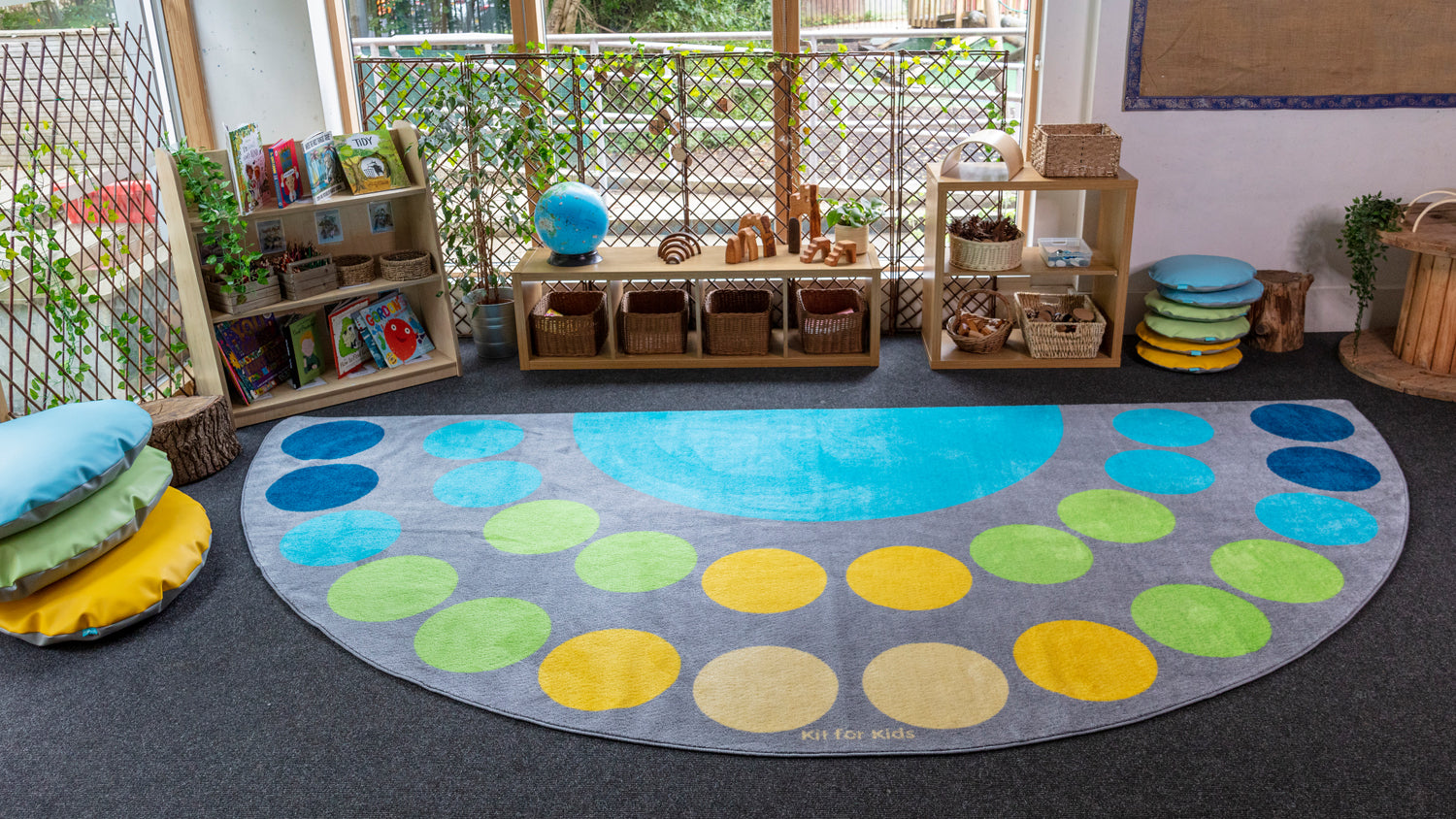 Lake Large Semi-Circle Carpet 4x2m – Classroom Direct
