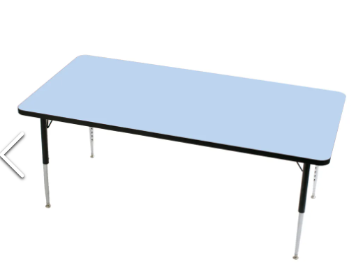 Tuf Top Height Adjustable Rectangular Table-Sky blue – Classroom Direct