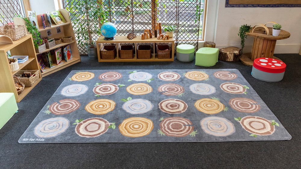 Early Years Natural World Tree Stump Placement Floor Carpet for School ...