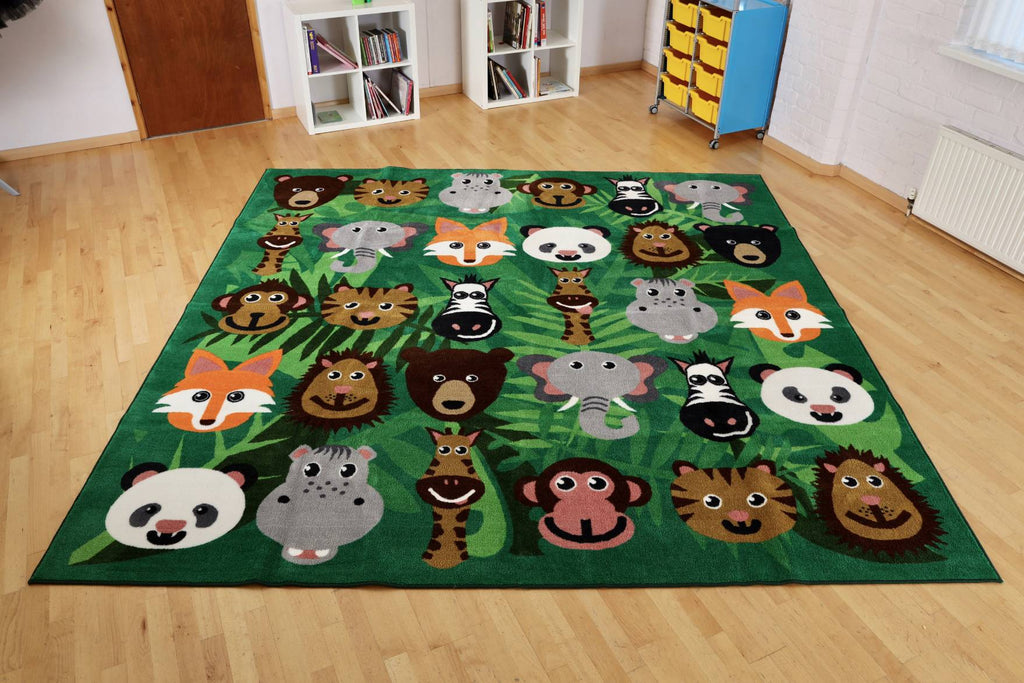 Kinder™ Wild Animals Classroom Carpet 3 x 3 metre – Classroom Direct