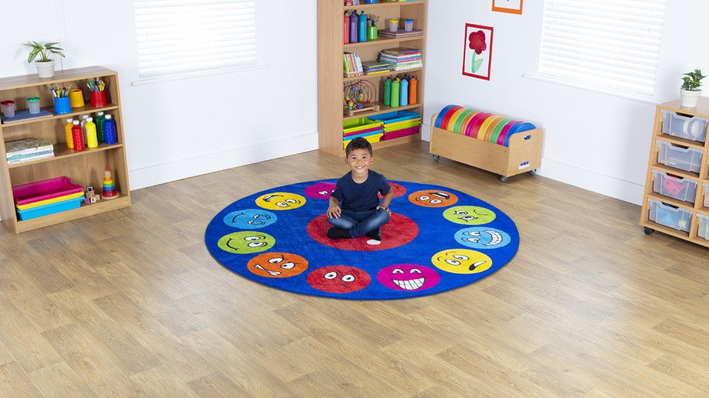 Emotions™ Faces Interactive Circular Carpet For Schools 2000 x 2000mm ...