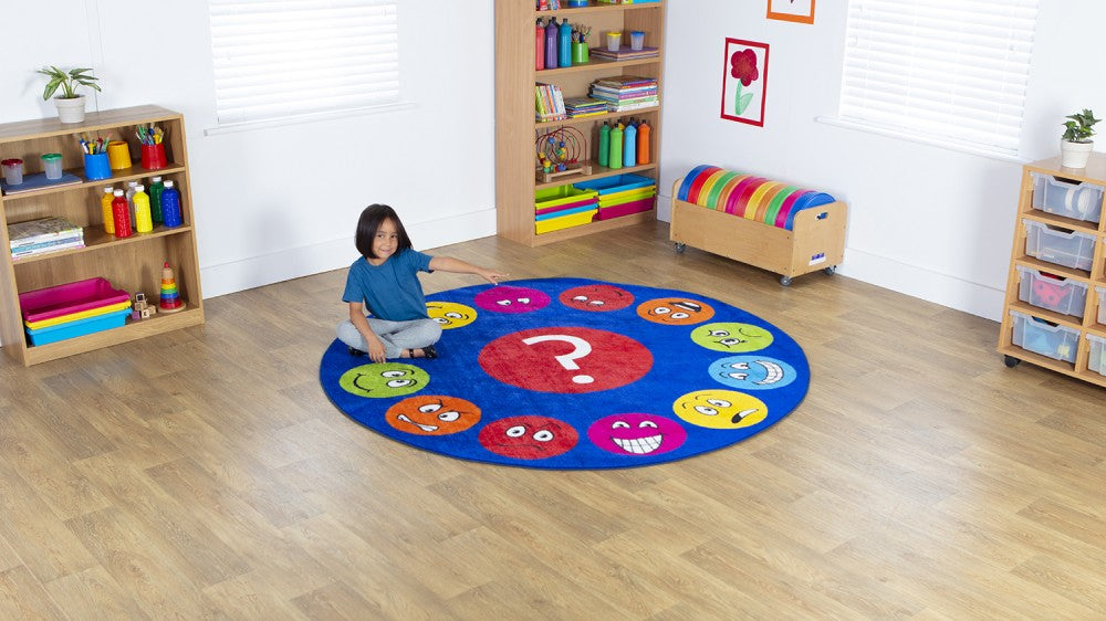Emotions™ Faces Interactive Circular Carpet For Schools 2000 x 2000mm ...