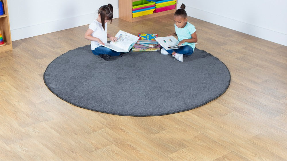 Luxury Super Soft Circular Carpet, Grey For Schools – Classroom Direct